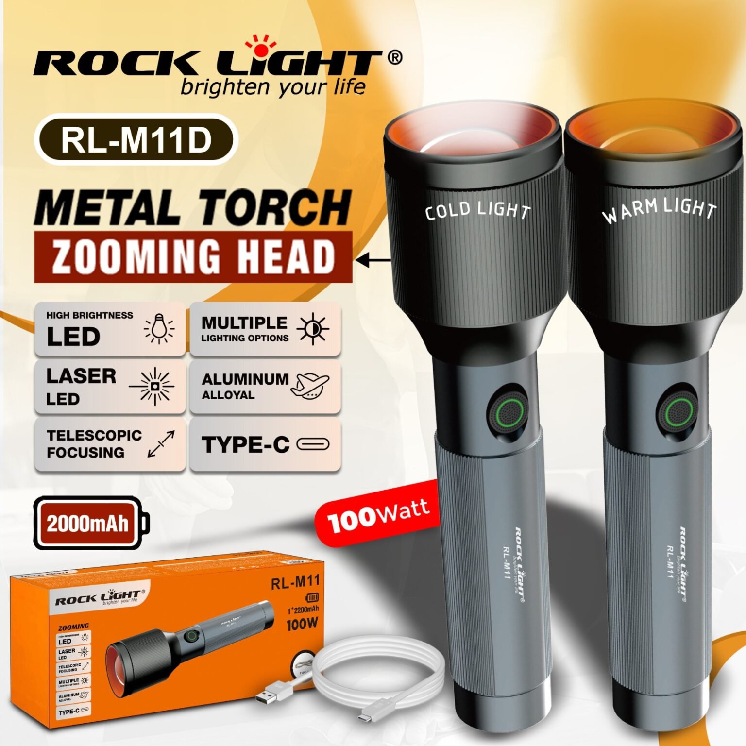 RL-M11D Metal Torch with strong beam for agricultural tasks - Rocklight ...
